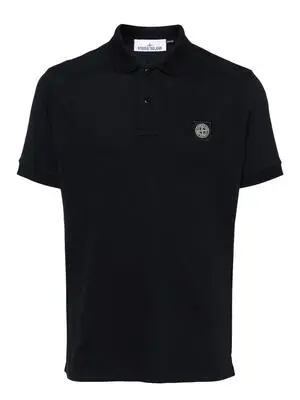 Stone Island Logo Cotton Polo Shirt - Blue