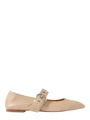AeydĒ Uma Eyelet-Embellished Leather Ballet Flats Neutrals