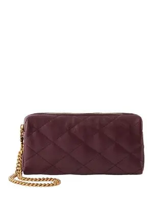 Saint Laurent Cassandre Bijou Quilted Textured-leather Pouch - Burgundy
