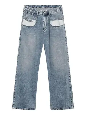 MAISON MARGIELA Cotton Denim Jeans With Contrast Pockets - Light Blue