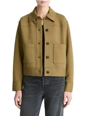 Vince Double-face Cropped Jacket - Olive