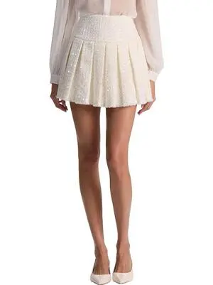 Alice + Olivia Emilie Tweed Mini Skirt - White