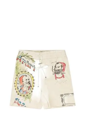 Amiri Zig Zag Sketch Sweatshorts - Cream