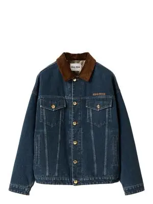 Miu Miu Flocked Denim Jacket - Blue