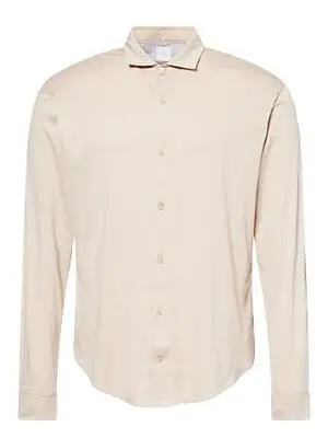 Eleventy Long-sleeve Modal And Cotton-blend Shirt - Camel