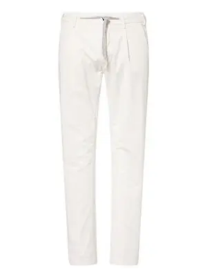 Eleventy Tapered-leg Stretch-cotton Trousers - White