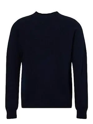 Sunspel Crew Neck Wool Jumper - Dark Navy Mouline