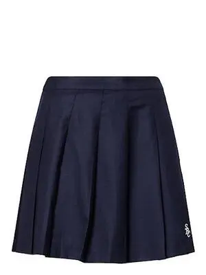 SPORTY & RICH Pleated Wool Mini Skirt - Dark Navy