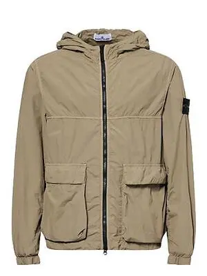 Stone Island Smerigliato Hooded Short Woven Parka Jacket - Military Green