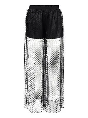 Alaïa Polka-dot Wide Leg Mesh Trousers - Noir Alaia