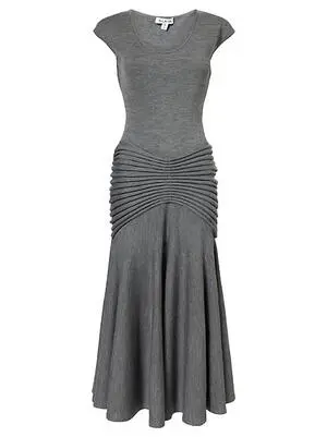Alaïa Sculpting Panel Wool Midi Dress - Gris Chine