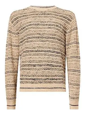 Emporio Armani Striped Cotton-blend Jumper - F Beige/black