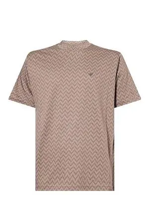 Emporio Armani Icon Chevron-print Cotton-jersey T-shirt - Jacq1 Morel/laurel Oak