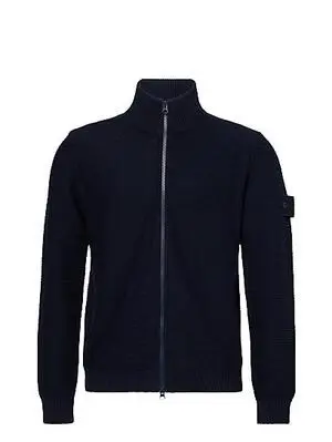 Stone Island Brand-patch Knitted Track Top - Navy Blue