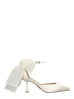 Steve Madden Fiorela Bow-embellished Satin Pumps - White