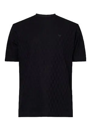 Emporio Armani Jacquard Crewneck Cotton-jersey T-shirt - Black Beauty