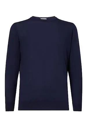 John Smedley Farr Crewneck Cotton And Cashmere Jumper Eclipse
