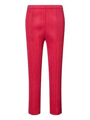 Issey Miyake Regular-fit Tapered Knit Trousers - Carmine Red