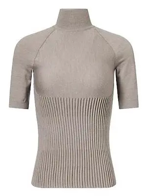 Alaïa Ribbed Wool-blend Top - Beige Chine