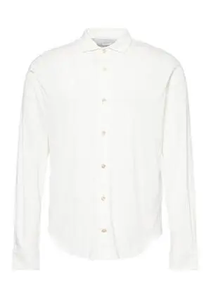 Eleventy Long-sleeve Modal And Cotton-blend Shirt - White