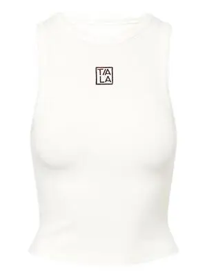 TALA 365 Ribbed Logo Racer Stretch-woven Top - Coconut Milk