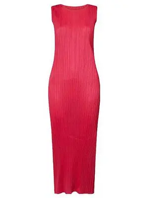 Issey Miyake Scoop-neck Sleeveless Knit Midi Dress - Carmine Red