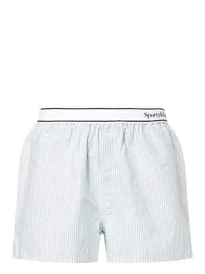 SPORTY & RICH Logo Striped Cotton Boxer Shorts - Forest Striped