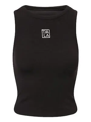 TALA 365 Ribbed Logo Racer Stretch-woven Top - Shadow Black
