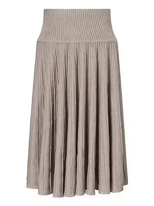 Alaïa Crinoline Ribbed Wool-blend Midi Skirt - Beige Chine