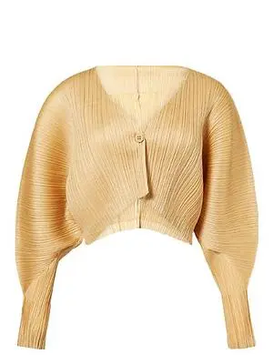 Issey Miyake Pleated Knit Cardigan - Yellow Ocher