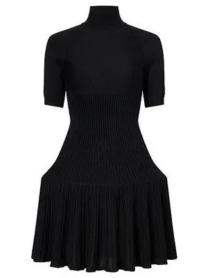 Alaïa Crinoline Ribbed Wool-blend Mini Dress - Noir Alaia