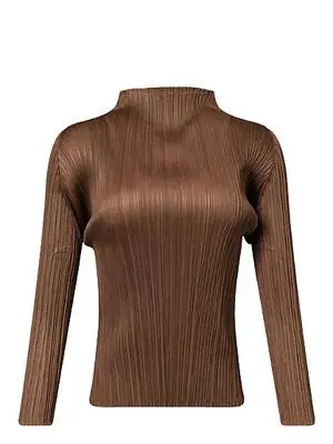 Issey Miyake Mock-neck Long-sleeve Knit Top - Brown