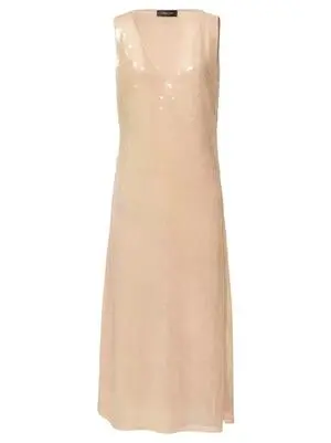 Fabiana Filippi Sequin V-neck Midi Dress - Neutrals