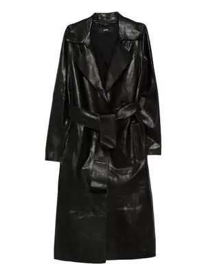 ARMA Belted Lamb Leather Coat - Black