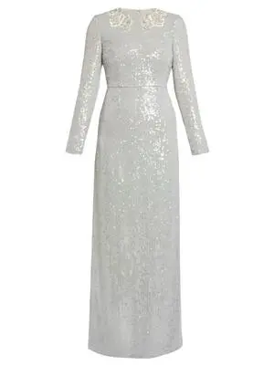 Erdem Embellished Long-sleeve Maxi Dress - Grey