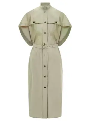 FERRAGAMO Belted Shirt Dress - Green