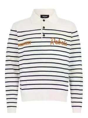 Dsquared2 Striped Long-sleeves Polo Shirt - White