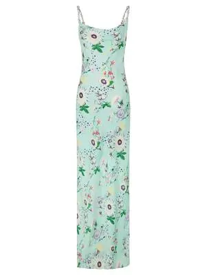Rabanne Floral Chain Detail Maxi Dress - Green
