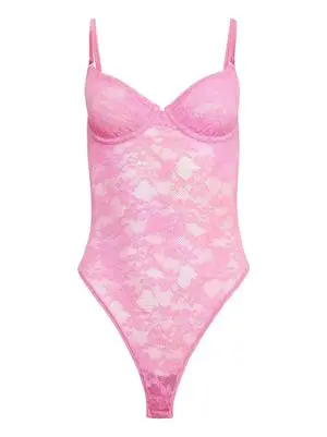 Fleur Du Mal Stretch Lace Bodysuit - Pink