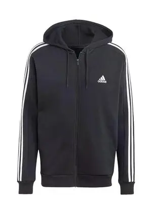 Adidas Essentials 3-stripes Full-zip Hoodie - Black