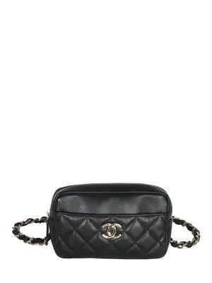 Chanel Quilted Lambskin Front Pocket Belt Bag - Black