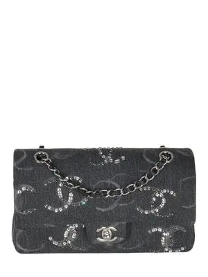 CHANEL Denim Sequin CC Classic Flap Bag
