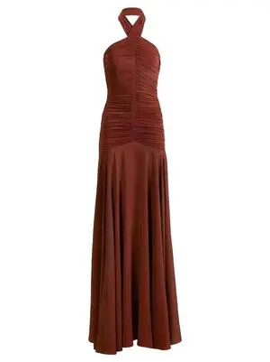 Silvia Tcherassi Moira Ruched Maxi Dress - Brown