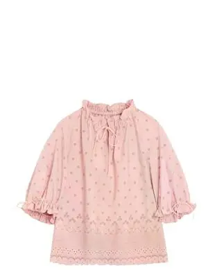 Valentino Garavani Puffed-sleeve Ruffle Blouse - Pink