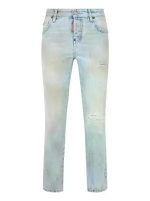 Dsquared2 Light Wash Distressed Trousers - Blue