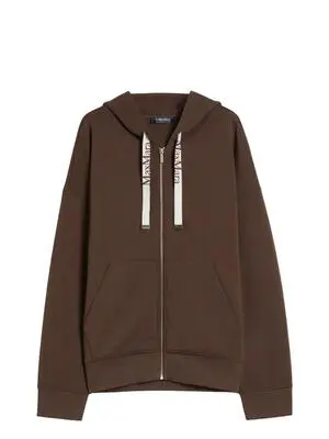 Max Mara Technical Cotton Jersey Zip-up Sweatshirt - Chocolate