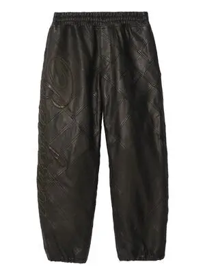 Burberry Cursive Logo Leather Trousers - Black
