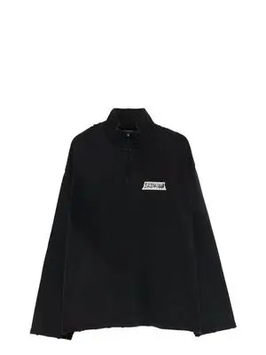 Balenciaga Zipped Sweatshirt With Distressed Details - Black