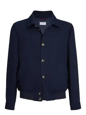Brunello Cucinelli Silk-linen-wool Overshirt - Blue