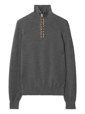 Burberry Wool Check-trim Sweater - Grey